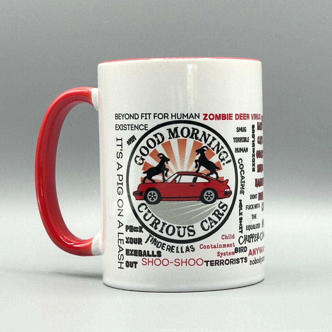 Curious Cars Bill-isms Wraparound Mug | Muck About Designs Inc.